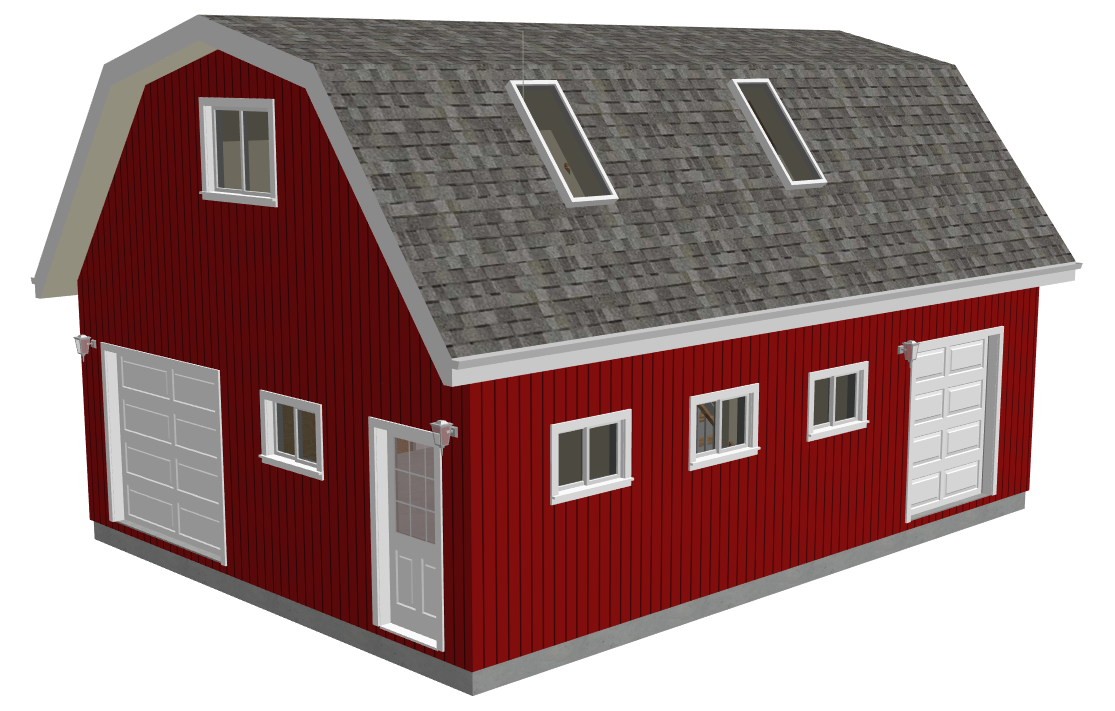 #G551 24’ x 32’ x 10’ Gambrel Barn Plans With Loft in PDF – Mendon ...